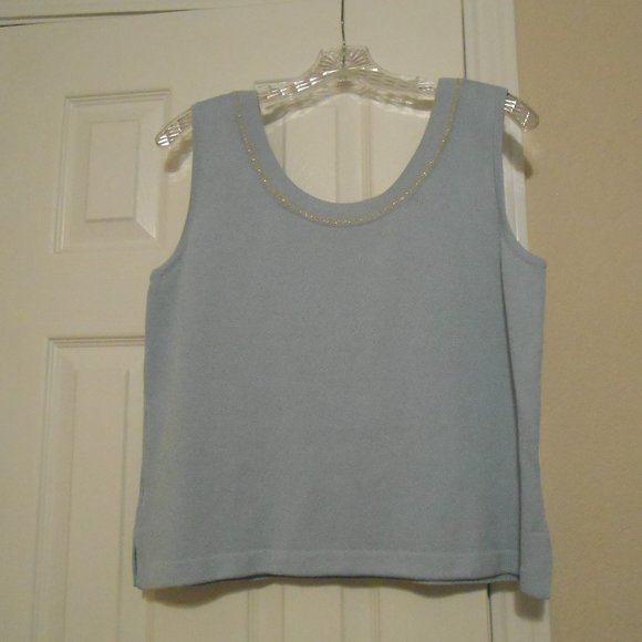 St. John | Tops | St John Baby Blue Knit Tank Top With Beautiful ...